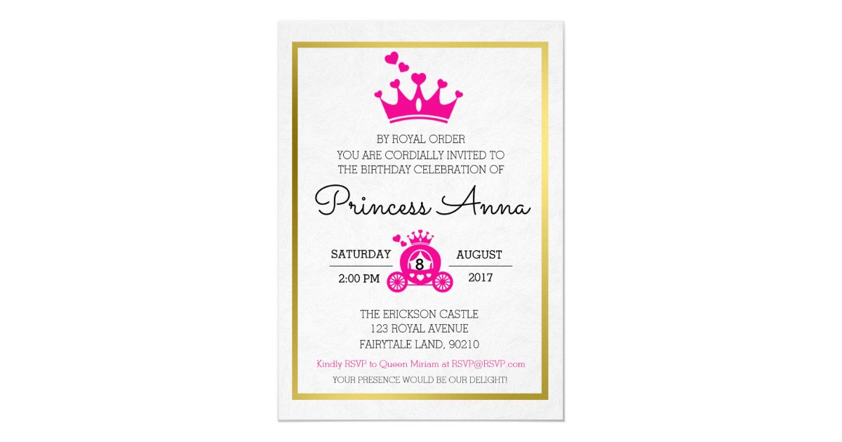 Chic Pink Princess Birthday invitation | Zazzle.com