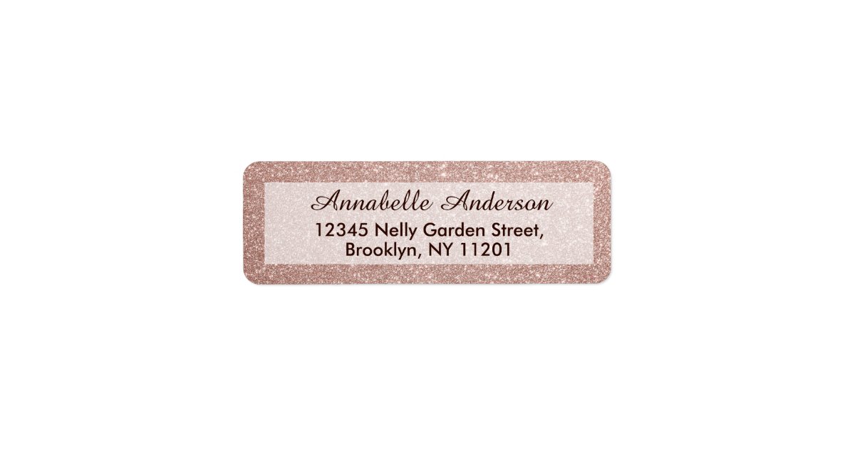 Chic Pink Rose Gold Glitter Sparkle Personalized Label | Zazzle