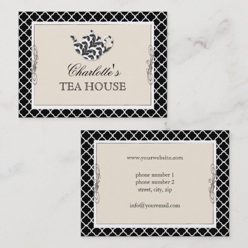 Chic Pink Teapot Tea Cafe Business Card | Zazzle
