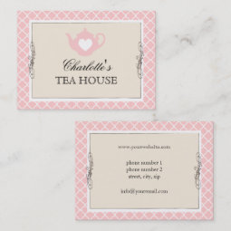 Chic Pink Teapot Tea Cafe Business Card | Zazzle