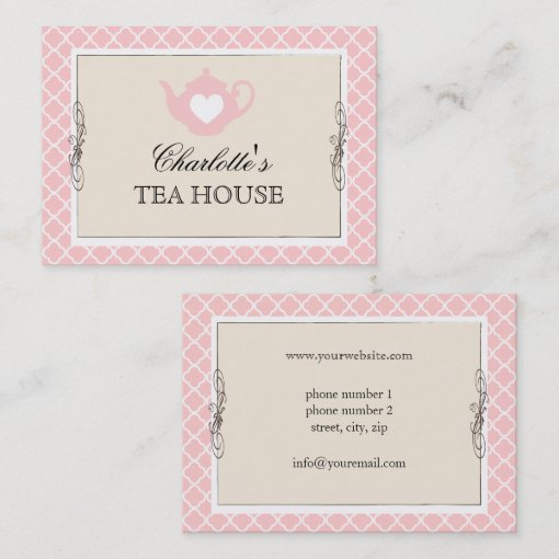 Chic Pink Teapot Tea Cafe Business Card | Zazzle