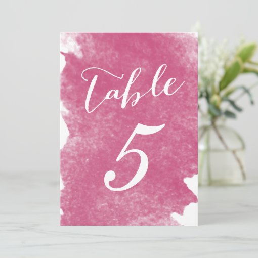 CHIC PINK WATERCOLOR TABLE NUMBER CARDS | Zazzle
