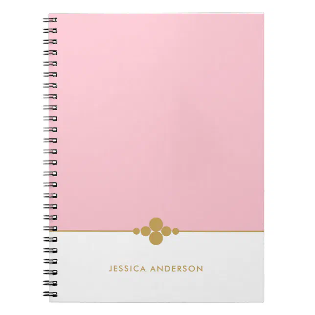 Chic Pink White Gold Personalized Notebook | Zazzle