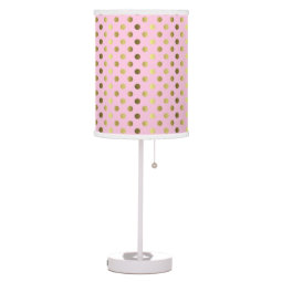 Chic Pink with Gold Tone Polka Dots Table Lamp | Zazzle