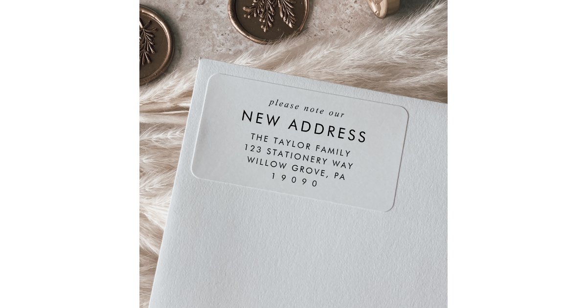Chic Please Note Our New Address Label | Zazzle