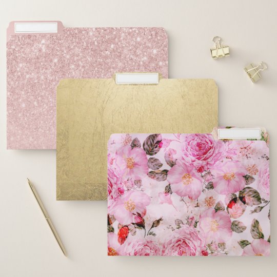 Chic Pretty Blush Pink Watercolor Roses Floral File Folder | Zazzle.com