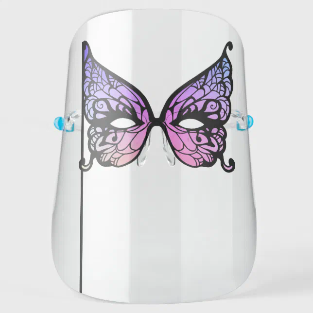 Chic Purple Butterfly Carnival Mask Face Shield | Zazzle