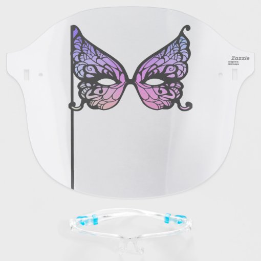 Chic Purple Butterfly Carnival Mask Face Shield | Zazzle