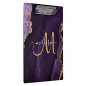 Chic Purple Gold Glitter Agate Custom Monogram Clipboard | Zazzle