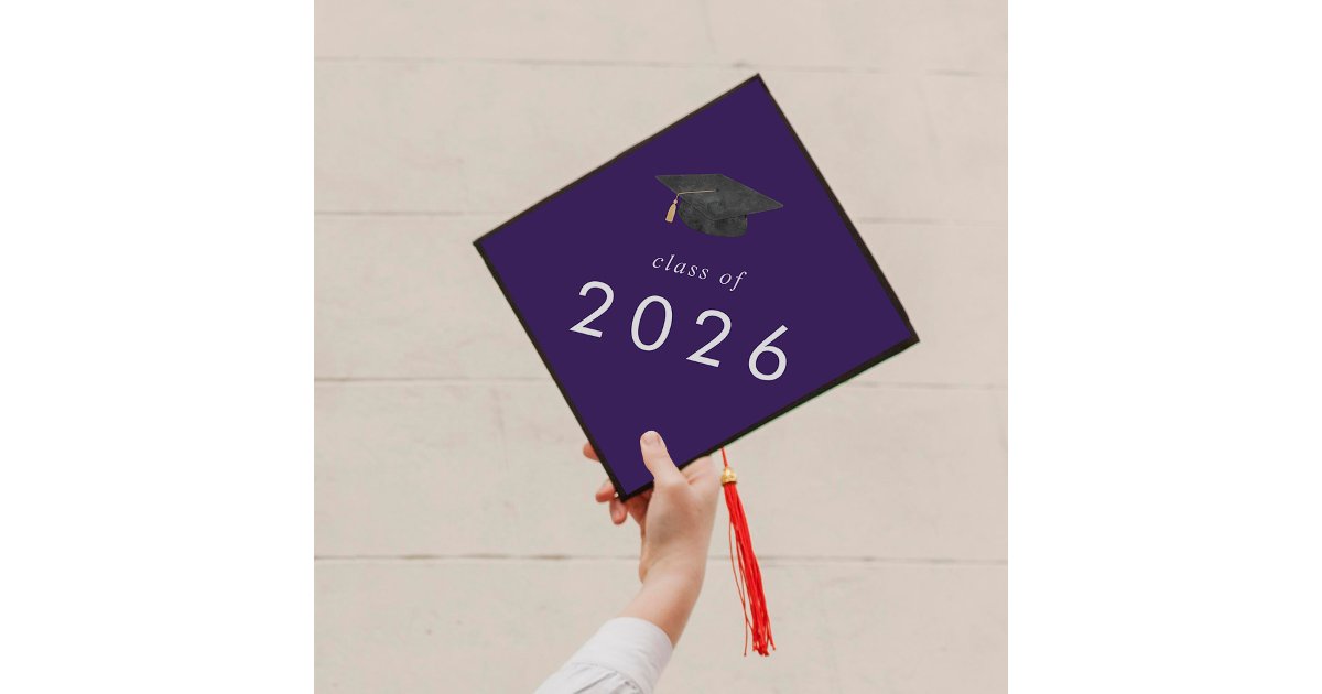 Chic Purple Grad Hat 2026 Graduation Cap Topper | Zazzle