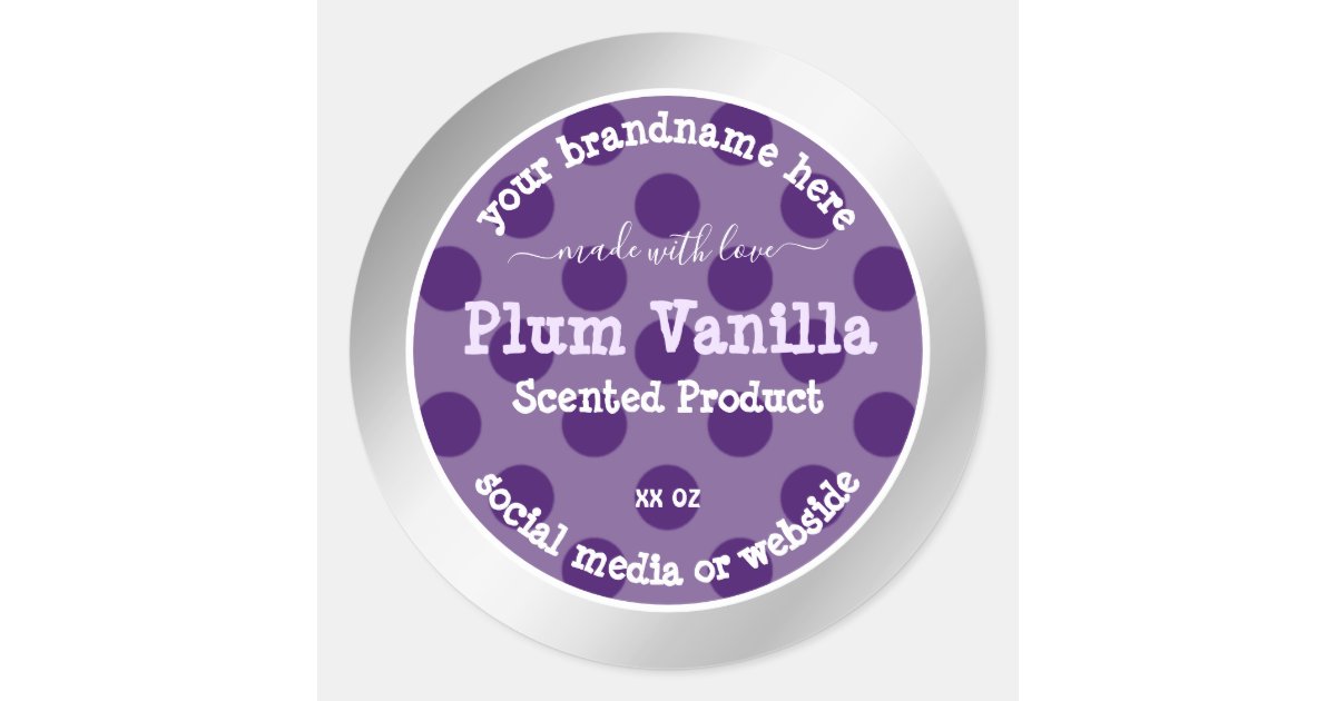 Chic Purple Product Packaging Labels Silver Frame | Zazzle