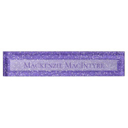 Chic Purple Sparkle Glitter Desk Name Plate | Zazzle