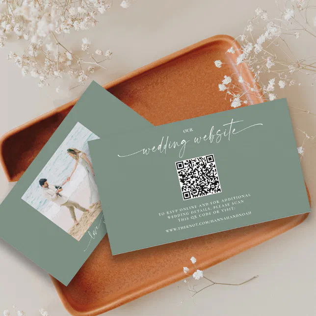Chic QR Code Our Wedding Website Response Enclosure Card | Zazzle