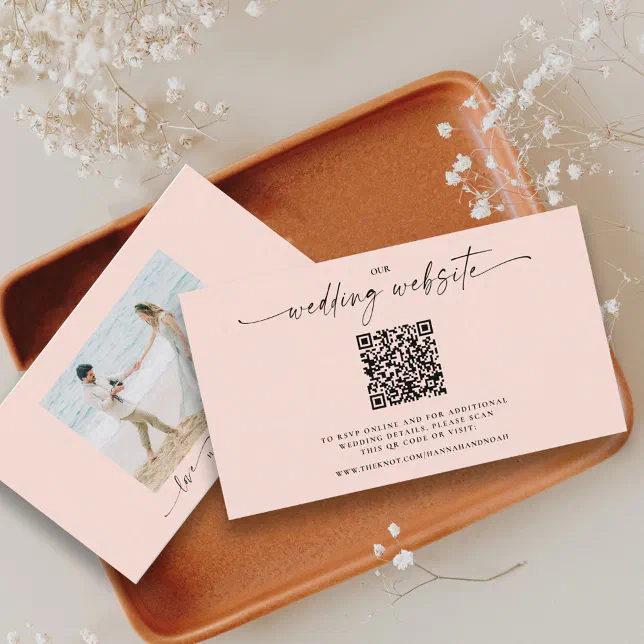 Chic QR Code Wedding Website Photo Response Enclosure Card | Zazzle