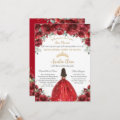 Chic Quinceañera Red Floral Dama Proposal Request Invitation | Zazzle