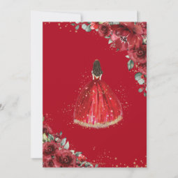 Chic Quinceañera Red Floral Dama Proposal Request Invitation | Zazzle