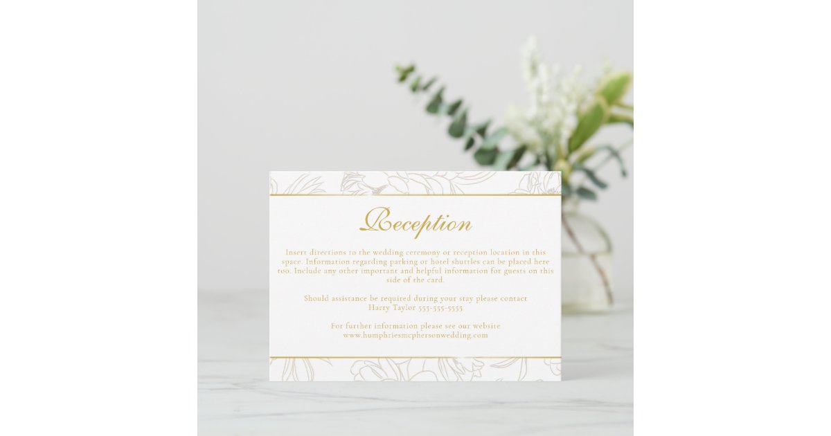 Chic Reception Directions Wedding Enclosure Card | Zazzle