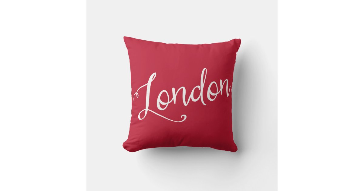Chic Red and White London England Typography Throw Pillow | Zazzle