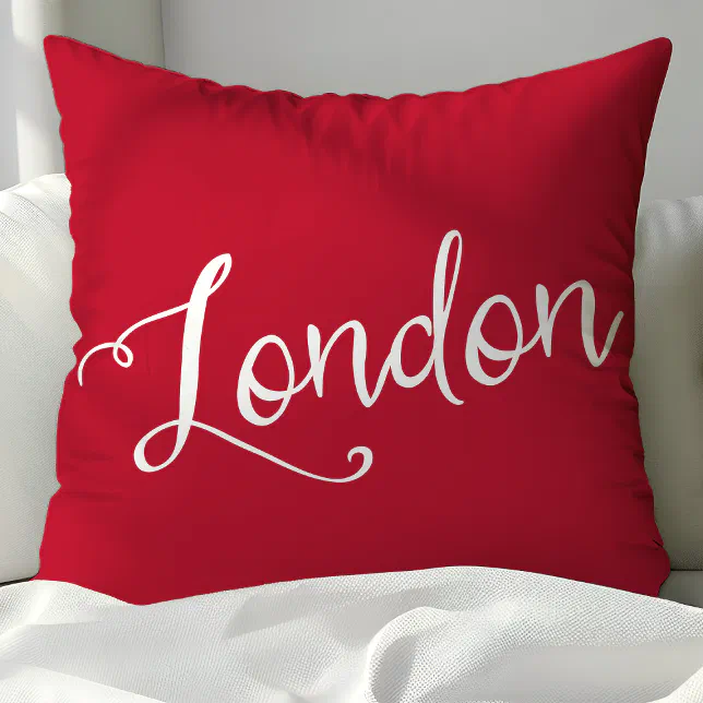 Chic Red and White London England Typography Throw Pillow | Zazzle