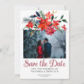Chic Red Christmas Poinsettia Photo Save the Date Invitation | Zazzle