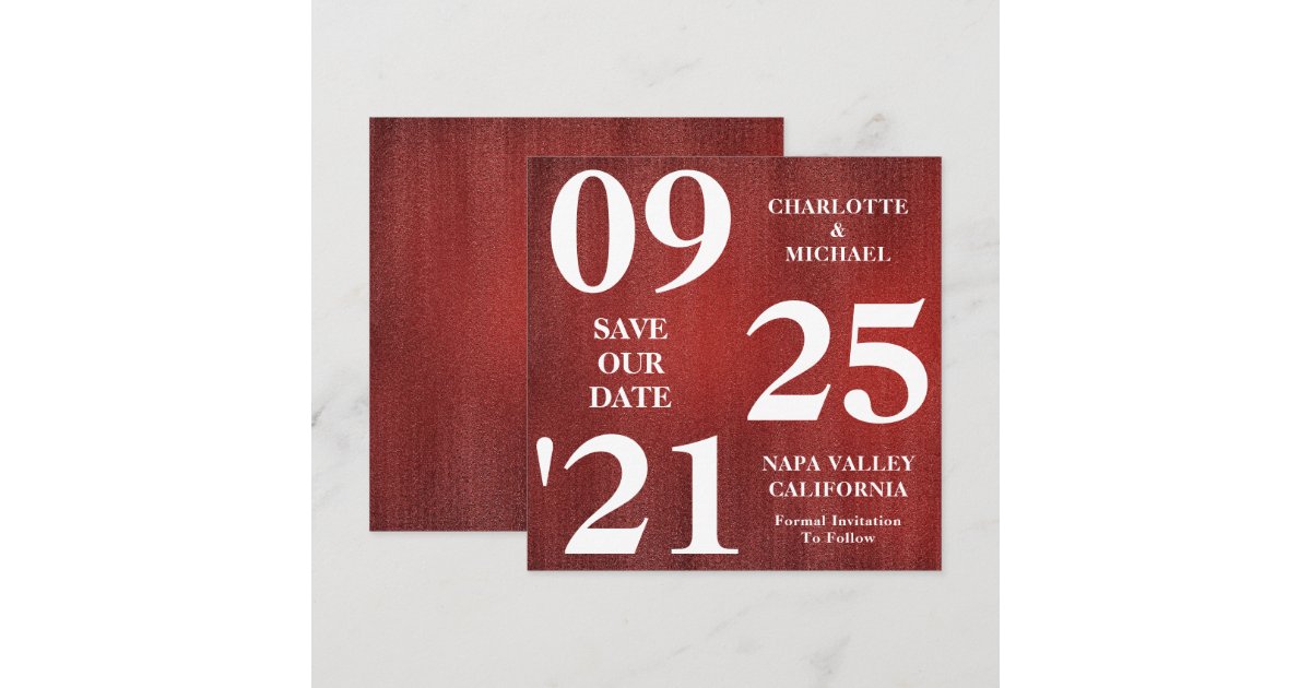 Chic Red Glitter Sparkle Modern Save The Date Invitation | Zazzle