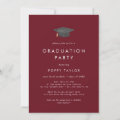 Chic Red Grad Cap Photo Graduation Party Invitation | Zazzle