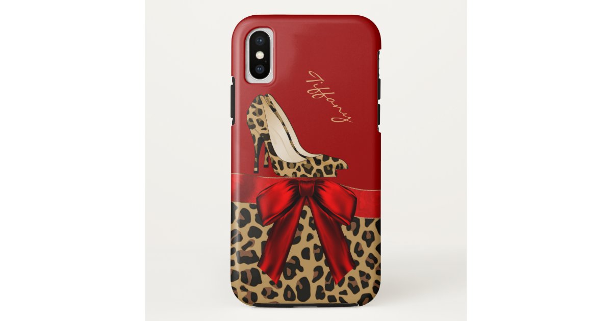 Chic Red & Jaguar Print iPhone X Case | Zazzle