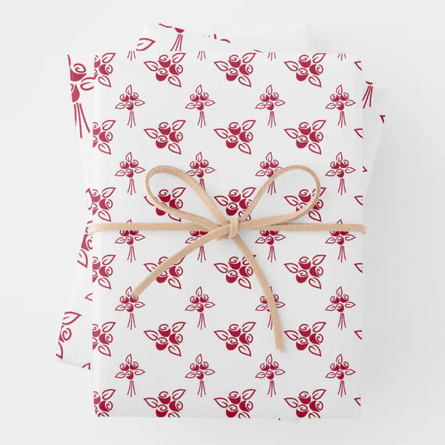 Chic Red Roses Pattern Wrapping Paper Flat Sheets | Zazzle