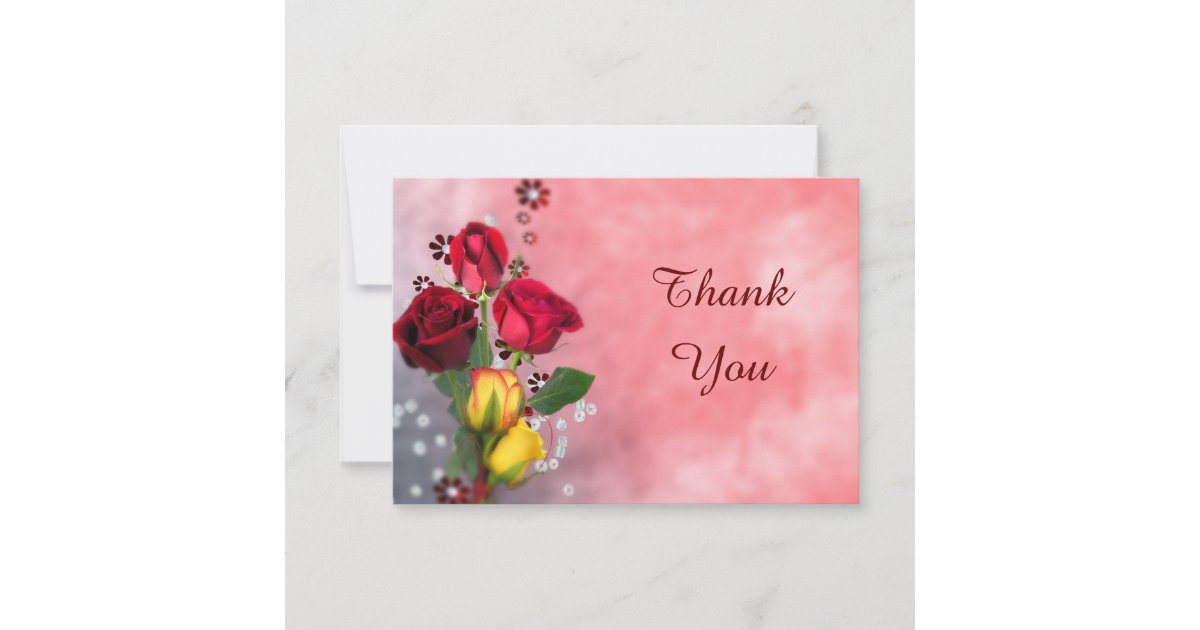 Chic Red & Yellow Roses Thank You | Zazzle