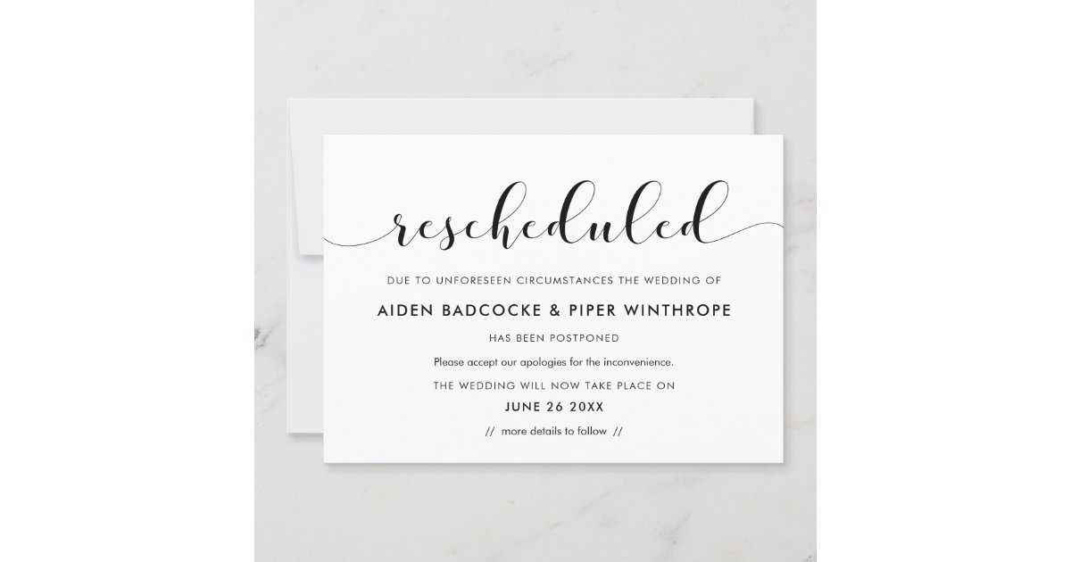 Chic rescheduled wedding date update invitation | Zazzle Chic rescheduled wedding date update invitation | Zazzle