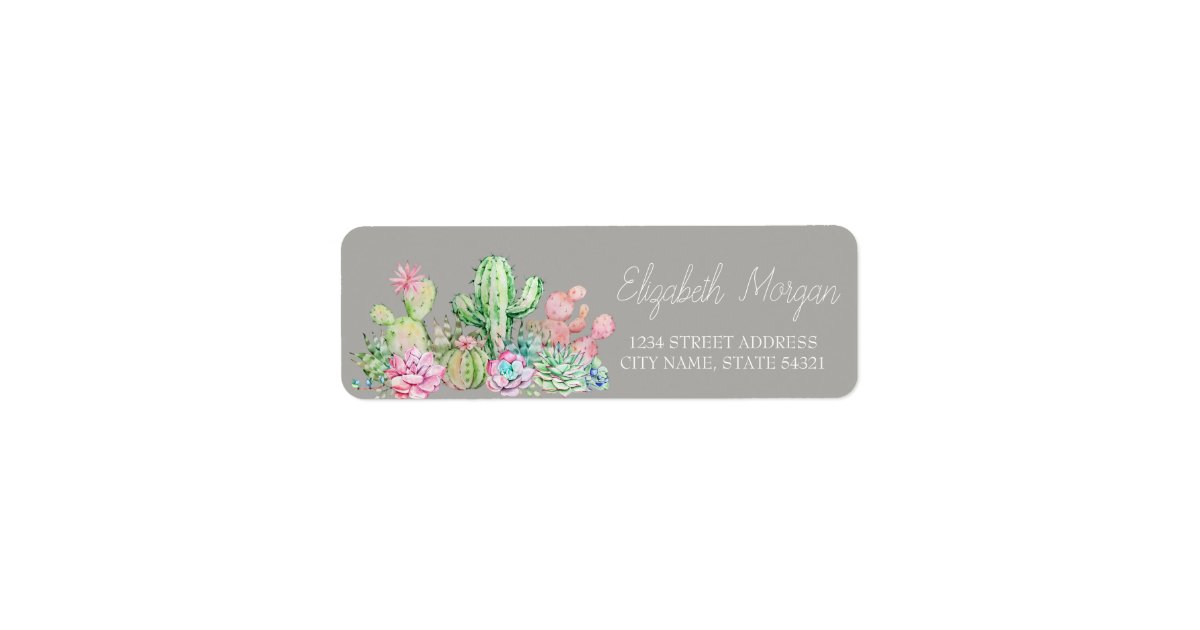 Chic Romantic Cactus Succulent Label | Zazzle
