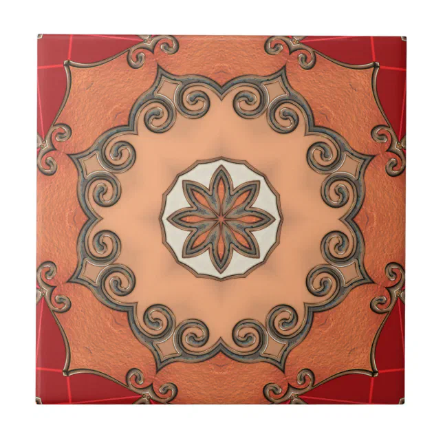 Chic Romantic Floral Geometric Design Tile | Zazzle