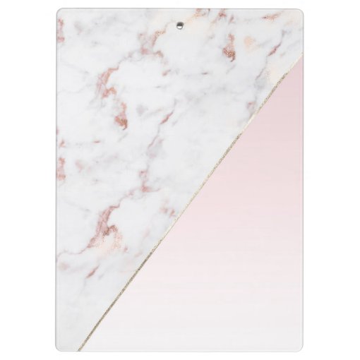 Chic Rose Gold and White Marble Personalized Clipboard | Zazzle