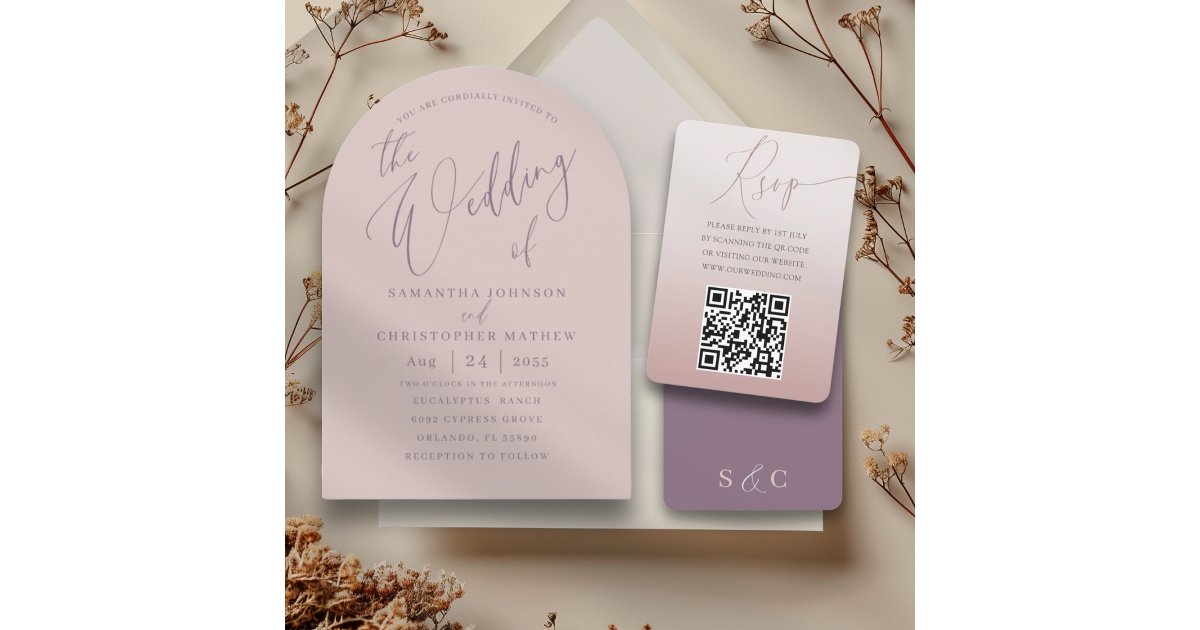 Chic Rose Gold Arch the Wedding of Invitation | Zazzle