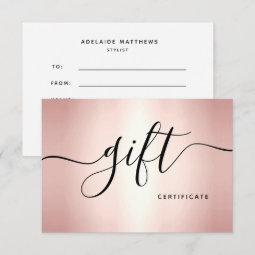 Chic Rose Gold Beauty Salon Hair Stylist Gift Card | Zazzle
