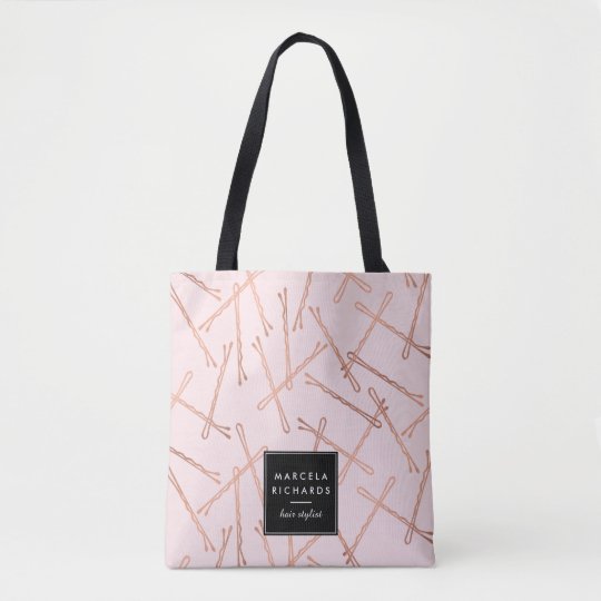 Chic Rose Gold Bobby Pins Pink Personalized Tote Bag | Zazzle.com