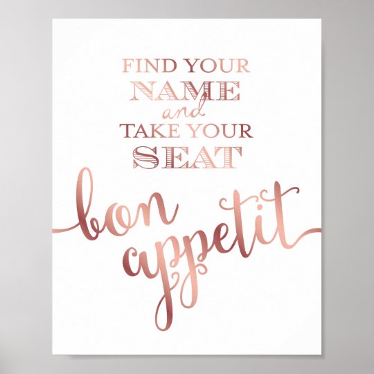 Chic Rose Gold BON APPETIT Sign Print | Zazzle.com