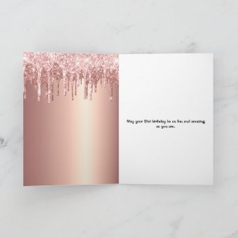 Chic Rose Gold Dripping Glitter Birthday Card | Zazzle