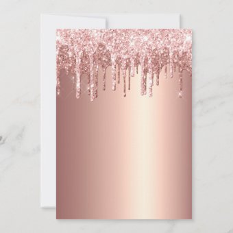 Chic Rose Gold Dripping Glitter Birthday Thank You Card | Zazzle