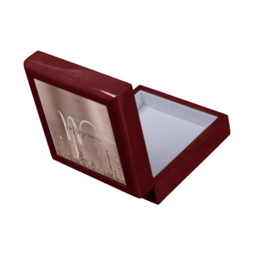 Chic Rose Gold Dripping Glitter Brushed Metal Glam Gift Box | Zazzle