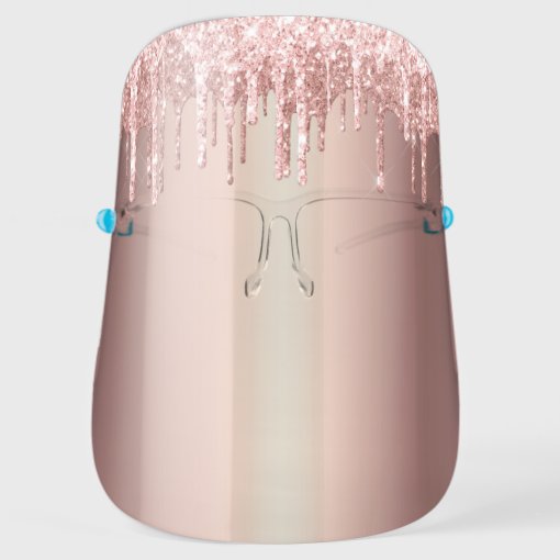 Chic Rose Gold Dripping Glitter Sparkles Girly Face Shield | Zazzle