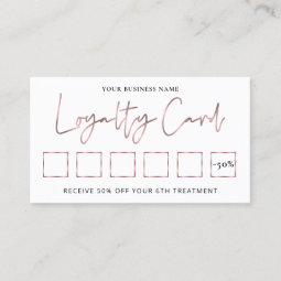 Chic Rose Gold Elegant Beauty Salon or Spa Stamp Loyalty Card | Zazzle