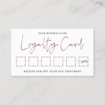 Chic Rose Gold Elegant Beauty Salon or Spa Stamp Loyalty Card | Zazzle