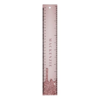 Chic Rose Gold Glitter Dripping Luxury Ruler | Zazzle