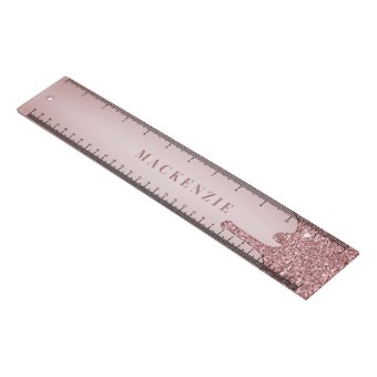 Chic Rose Gold Glitter Dripping Luxury Ruler | Zazzle