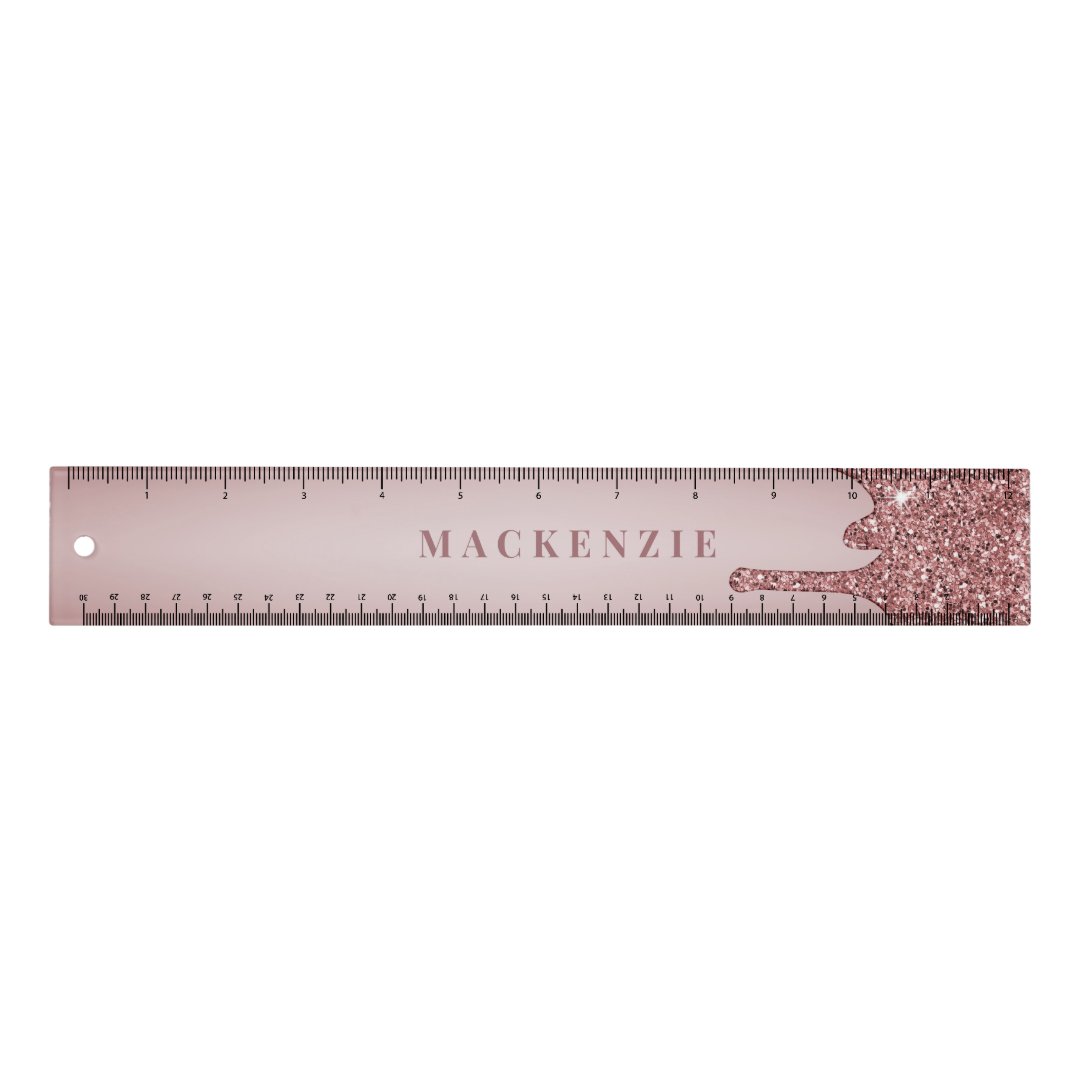 Chic Rose Gold Glitter Dripping Luxury Ruler | Zazzle