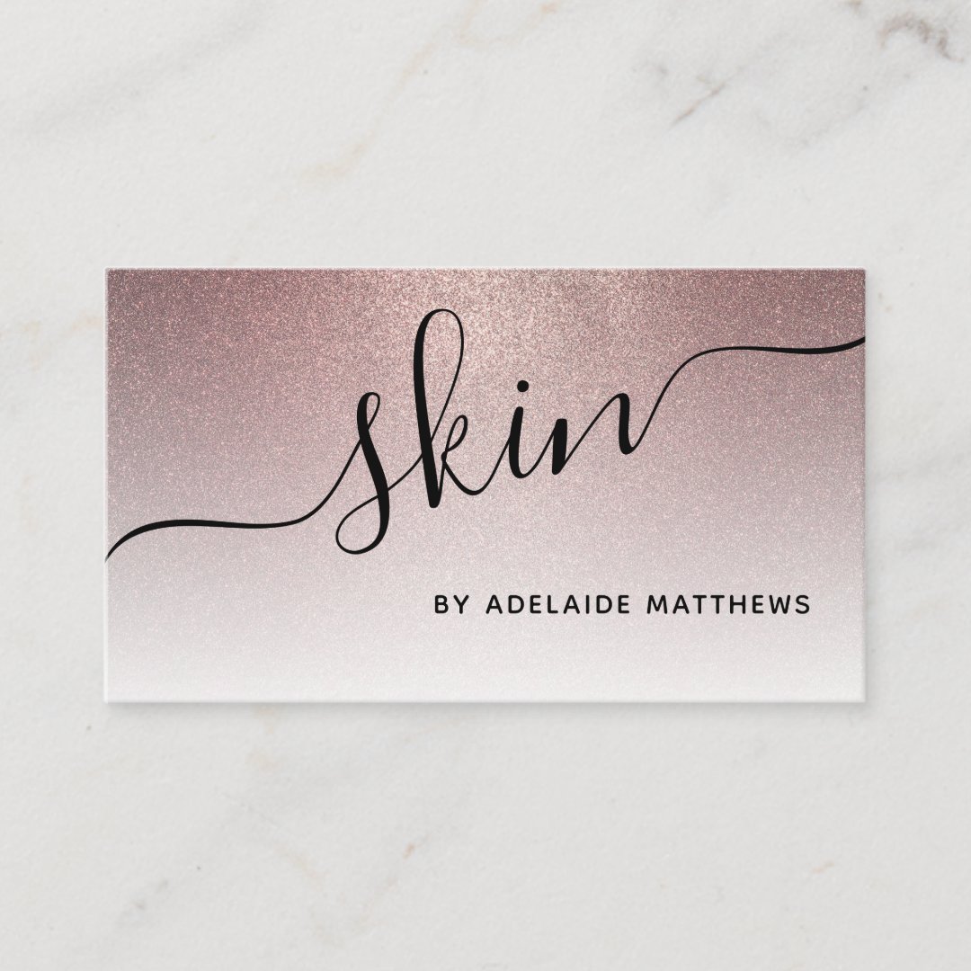 Chic Rose Gold Glitter Esthetician Skin care Business Card | Zazzle