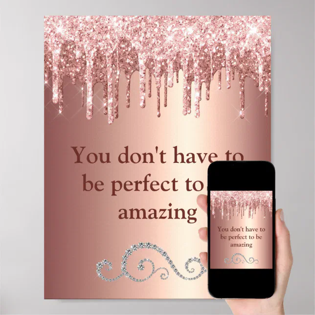 Chic Rose Gold Glitter Sparkle Motivational Poster | Zazzle