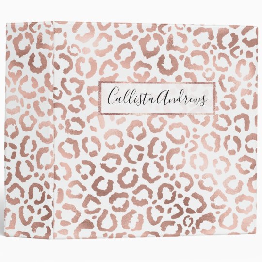Chic Rose Gold Leopard Cheetah Animal Print 3 Ring Binder | Zazzle.com