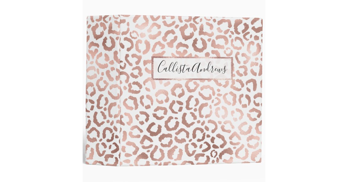Chic Rose Gold Leopard Cheetah Animal Print 3 Ring Binder | Zazzle
